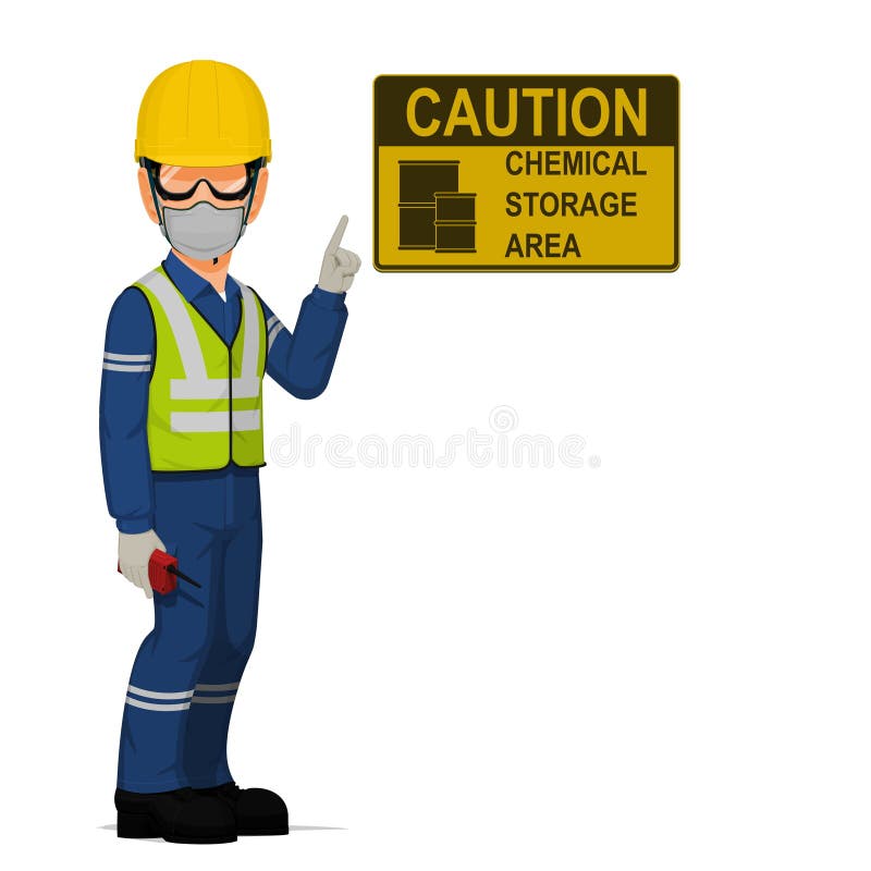 An Industrial Worker with Chemical PPE on White Background Stock Vector ...