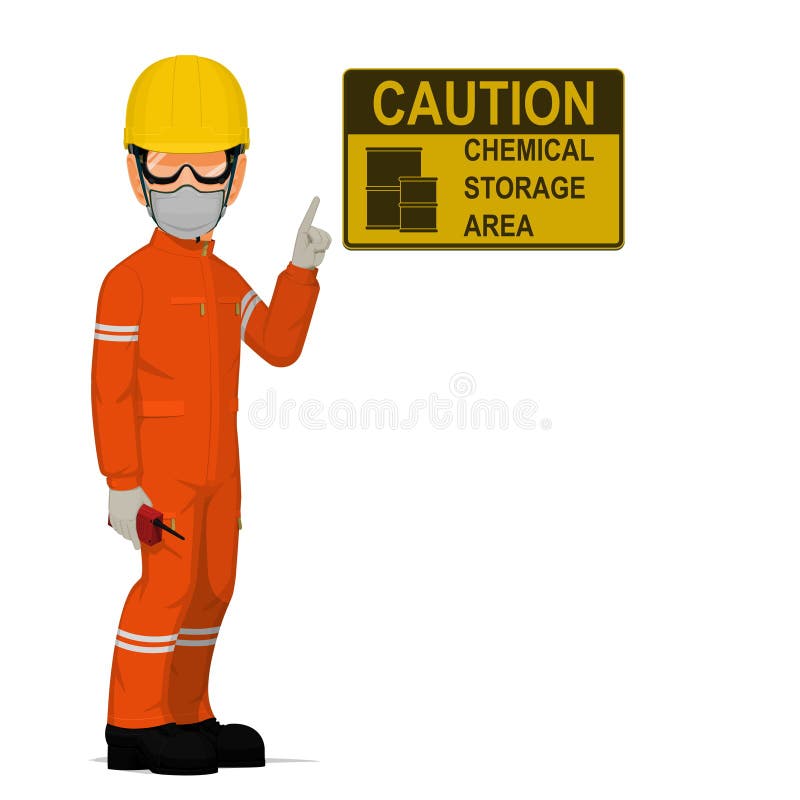 An Industrial Worker with Chemical PPE on White Background Stock Vector ...