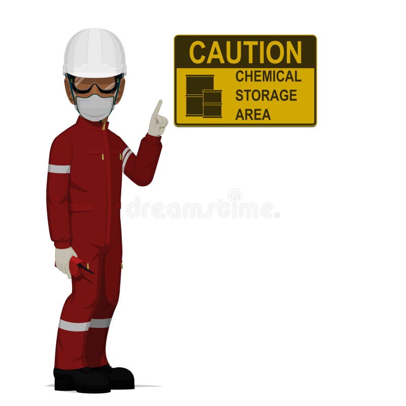 An Industrial Worker with Chemical PPE on White Background Stock Vector ...