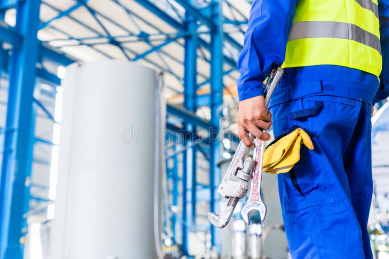 Industrial Worker in Factory with Tools Stock Image - Image of labor ...
