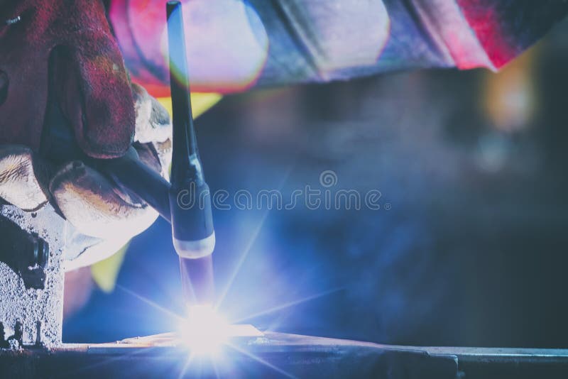 Welding Steel Elements at the Factory or Workshop Stock Image - Image ...