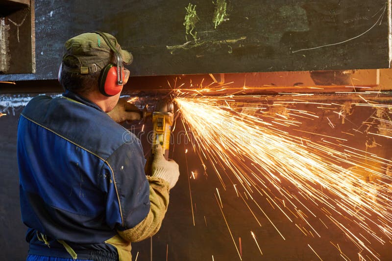 Grinding after weld stock photo. Image of glove, grinder - 12005900