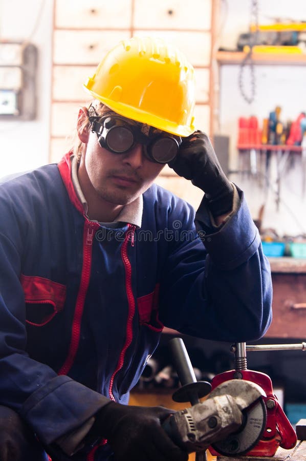 Industrial Worker and His Tools Stock Photo - Image of male, gloves ...
