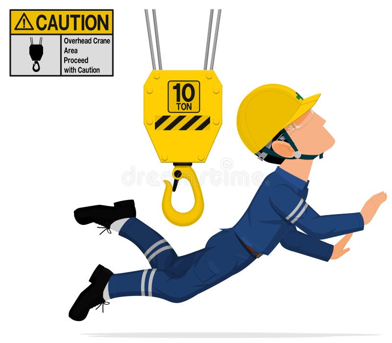 An Industrial Worker is Hit by the Crane on Transparent Background ...