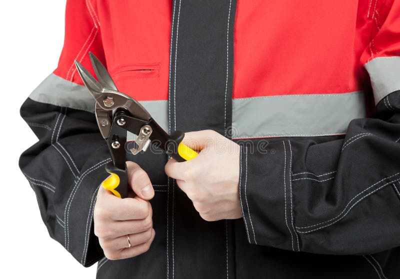 Industrial Worker Holding Wire Cutters Stock Photo - Image of clothes ...