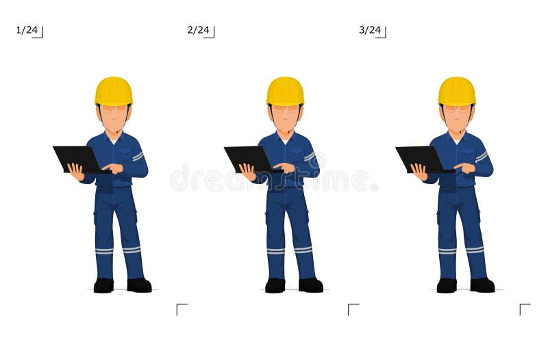 An Industrial Worker with Laptop is Explaining Something on White ...