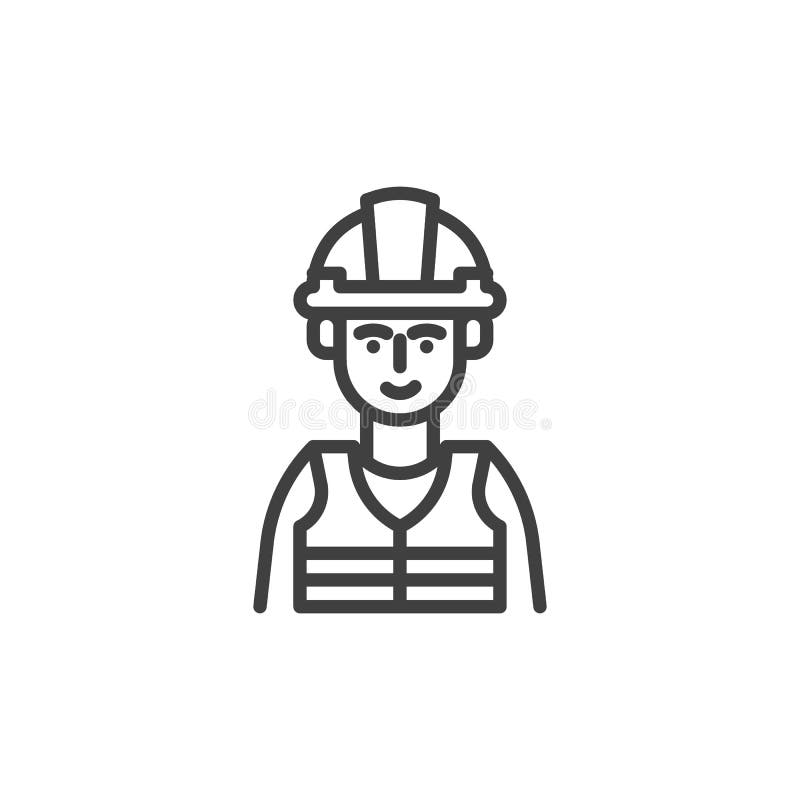 Worker Line and Solid Icon. Construction Man with Jacket and Helmet ...
