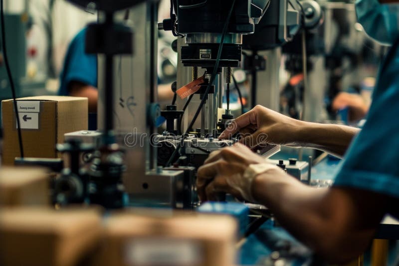 Industrial Worker Operating Machinery Stock Illustration - Illustration ...