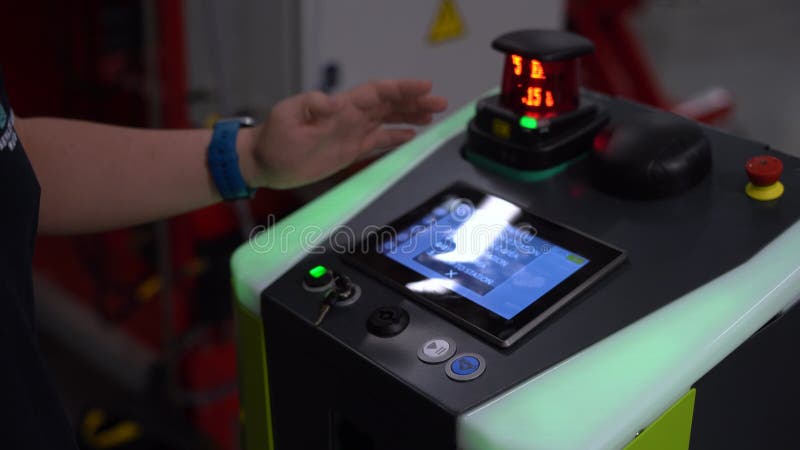 Operator Using HMI Panel in 4KIndustrial Automation Industry 4.0 ...