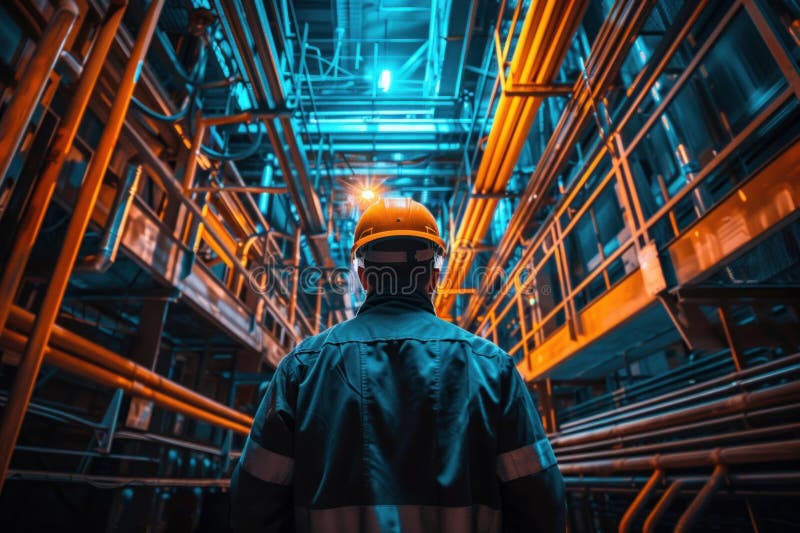 Industrial Worker Overseeing Plant Operations Stock Image - Image of ...