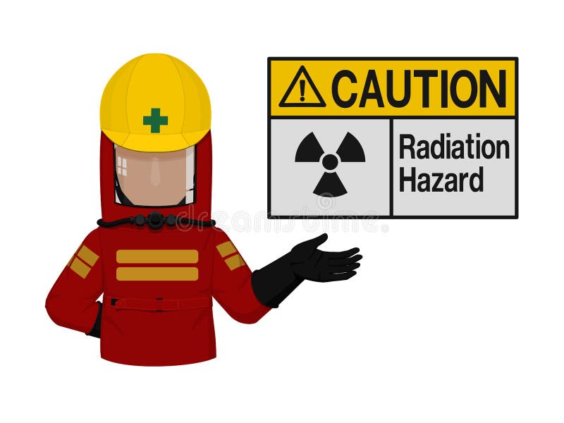 Industrial Worker is Presenting Radiation Sign Stock Vector ...