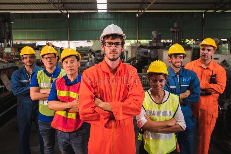 The Industrial Worker Team in a Large Industrial Factory with Many ...