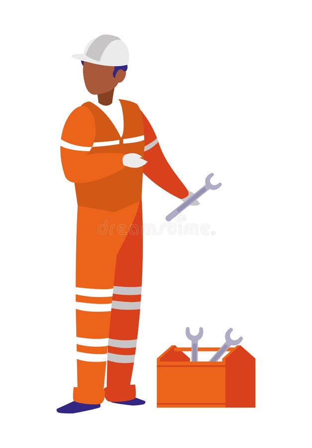 Industrial Worker with Toolbox Avatar Character Stock Illustration ...