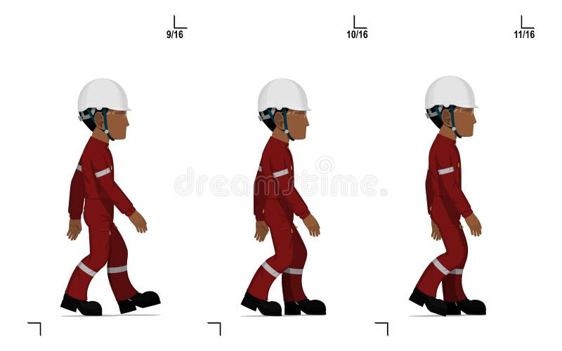 An Industrial Worker is Walking on White Background Frame4-6 of 16 ...