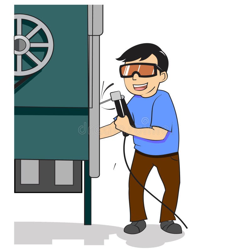 Industrial Worker Welding in Factory Stock Illustration - Illustration ...