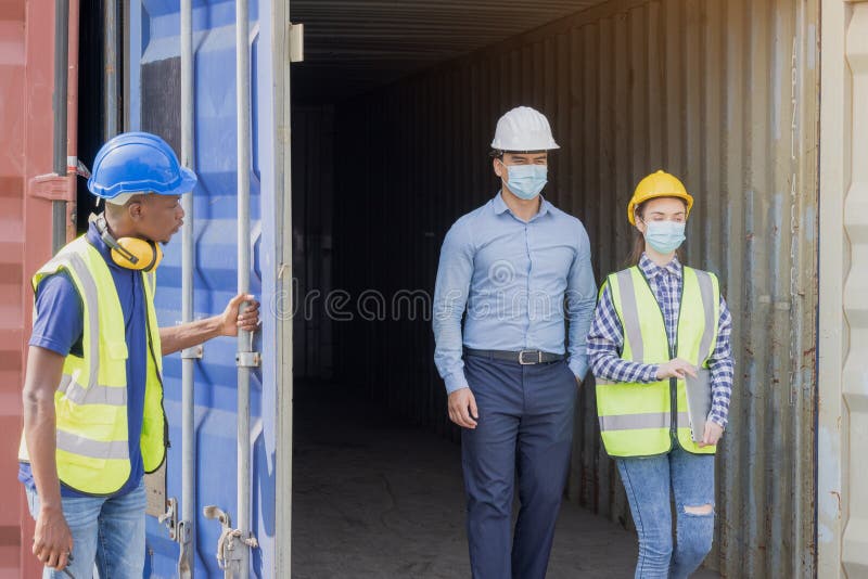 Industrial Worker Woman and Engineer Control Worker Checking in Front ...