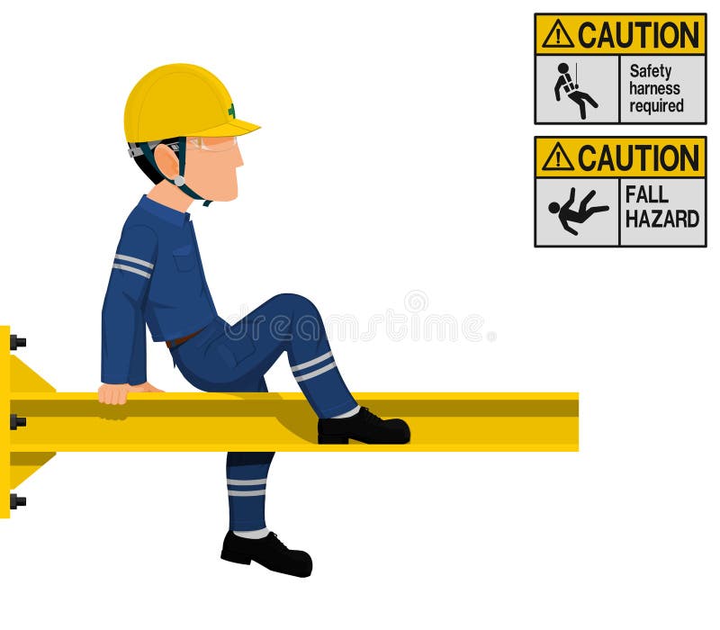 An Industrial Worker is Working at Height Stock Vector - Illustration ...