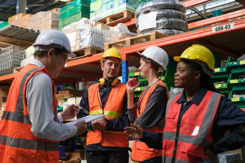 Industrial Worker Working at Warehouse Factory Stock Photo - Image of ...