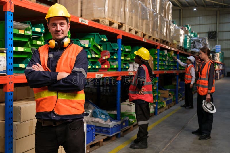 Industrial Worker Working at Warehouse Factory Stock Image - Image of ...