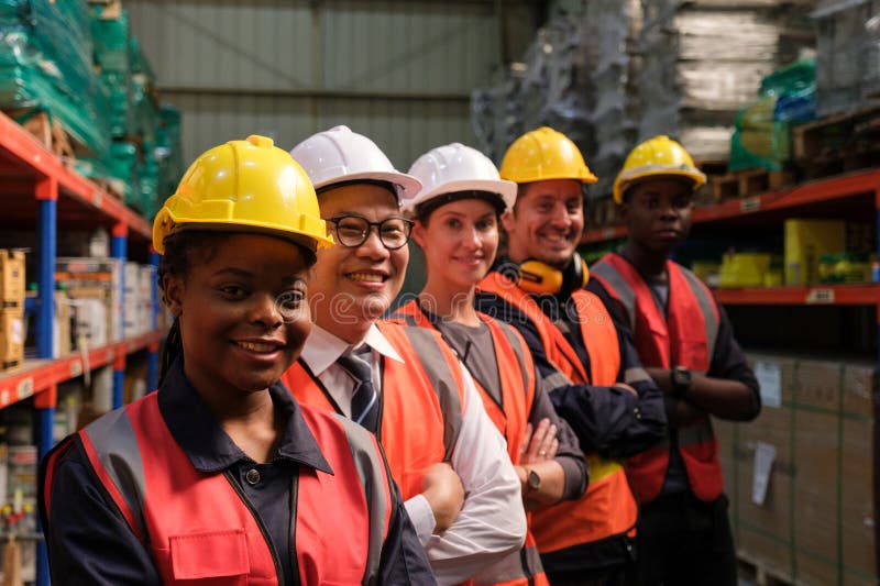 Industrial Worker Working at Warehouse Factory Stock Image - Image of ...