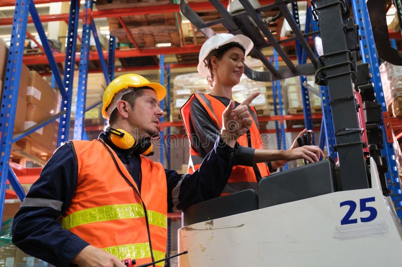 Industrial Worker Working at Warehose Factory Stock Image - Image of ...