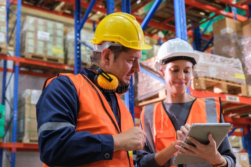 Industrial Worker Working at Warehose Factory Stock Photo - Image of ...