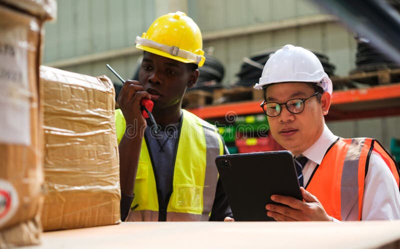 Industrial Worker Working at Warehose Factory Stock Photo - Image of ...