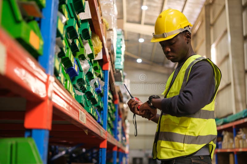 Industrial Worker Working at Warehose Factory Stock Photo - Image of ...
