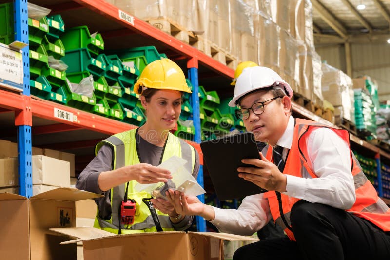 Industrial Worker Working at Warehose Factory Stock Image - Image of ...