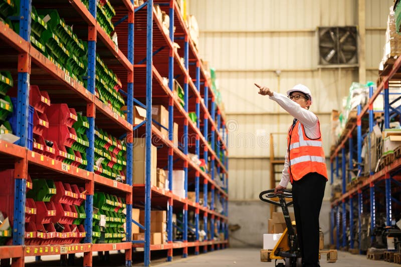 Industrial Worker Working at Warehose Factory Stock Image - Image of ...