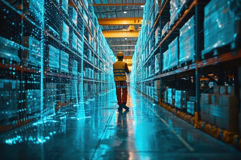 Industrial Worker Working in Warehouse. Logistics and Supply Chain ...