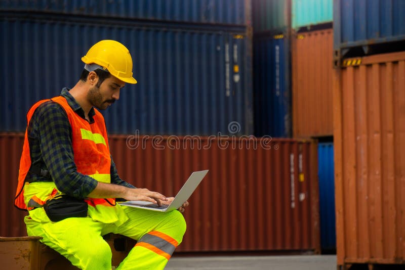 Industrial Workers or Engineers Using Computer Laptop Stock Image ...