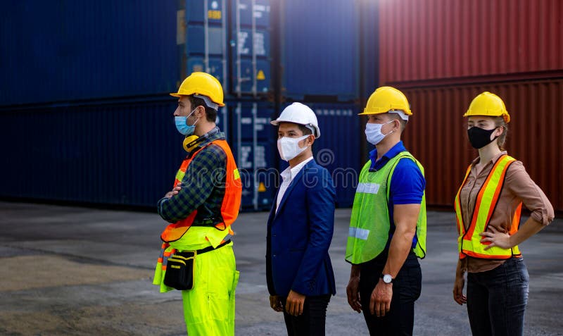Industrial Workers or Engineers Wearing Coronavirus or COVID-19 ...