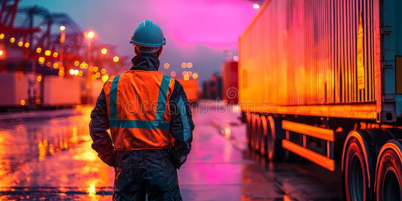 Industrial Workers Handling Cargo at Shipping Yard Stock Image - Image ...