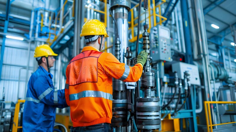 Industrial Workers Operating Machinery Stock Illustration ...