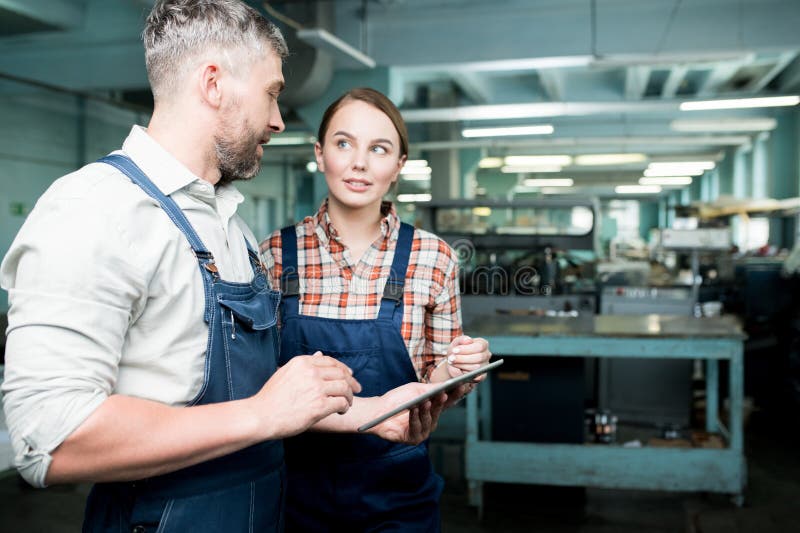 Industrial Workers Using Online Data for Work Stock Image - Image of ...