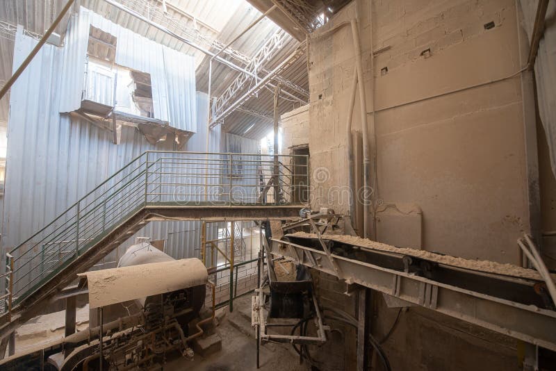 An Empty Industrial White Workshop Factory with Equipment with No ...