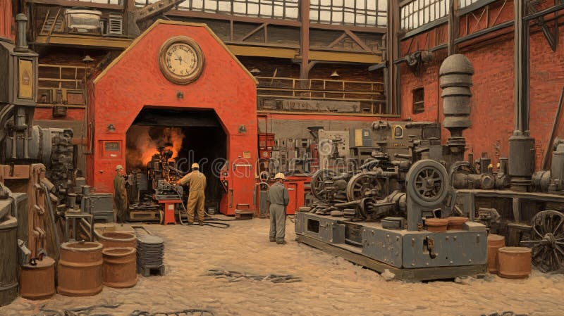 In an Industrial Workshop, a Welder is Hard at Work, Completely ...