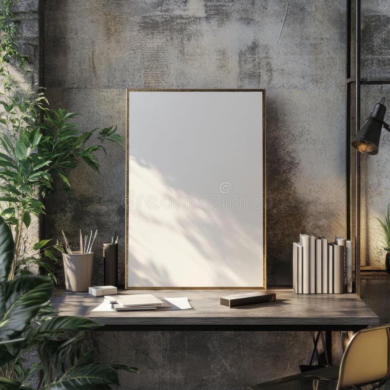 Industrial Workspace with Blank Canvas and Natural Light Stock ...