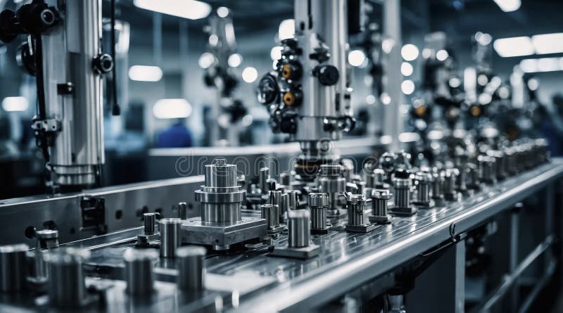 Industrial Workspace with Precision Machinery and Components during the ...