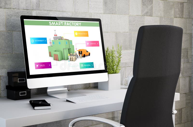 Industrial Workspace Smart Factory Stock Illustration - Illustration of ...