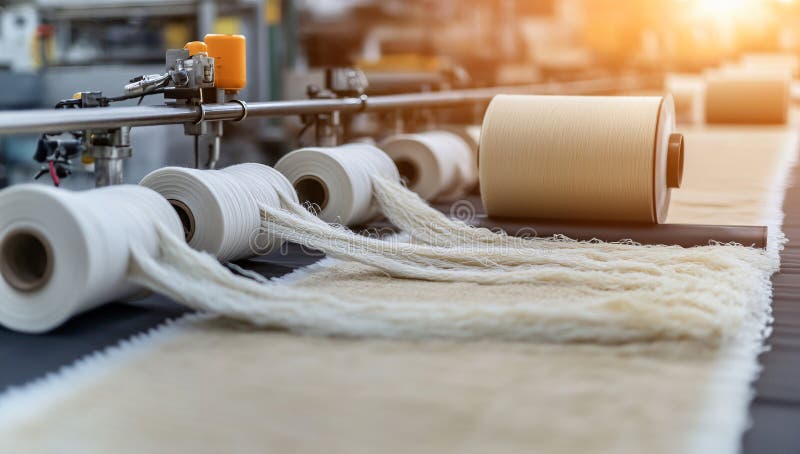 Industrial Yarn Production Line Close Up White High Quality Image Stock ...