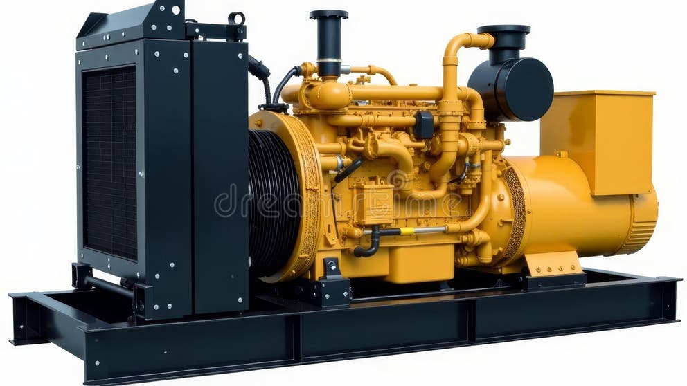 Industrial Yellow Diesel Generator Machine with Black Radiator and ...