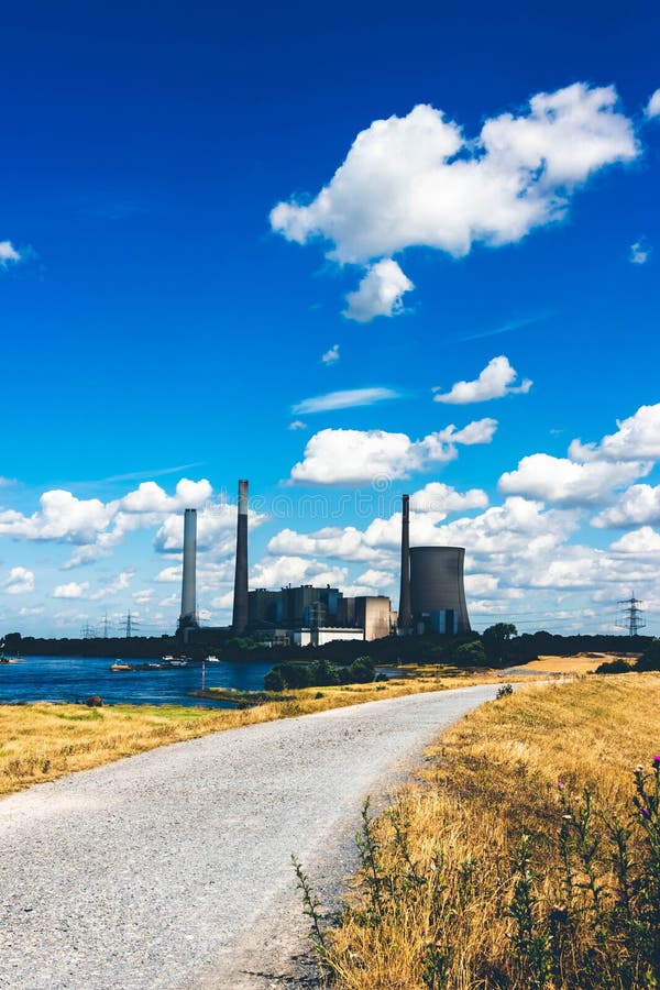 Industrial Zone with Factory Near River and Road Stock Image - Image of ...
