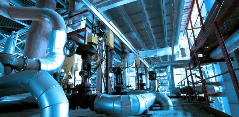 Industrial Zone, Steel Pipelines and Cables Stock Photo - Image of ...