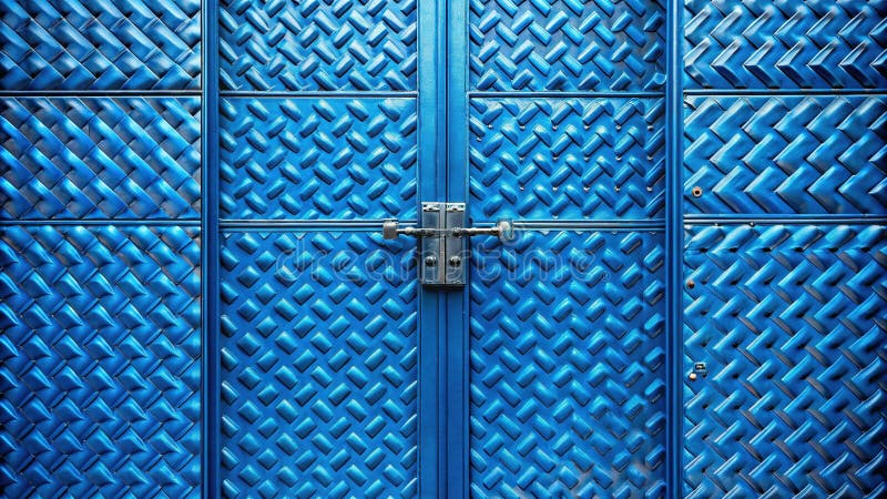 IndustrialStyle Blue Metal Gate with Checkered Pattern a Textural ...