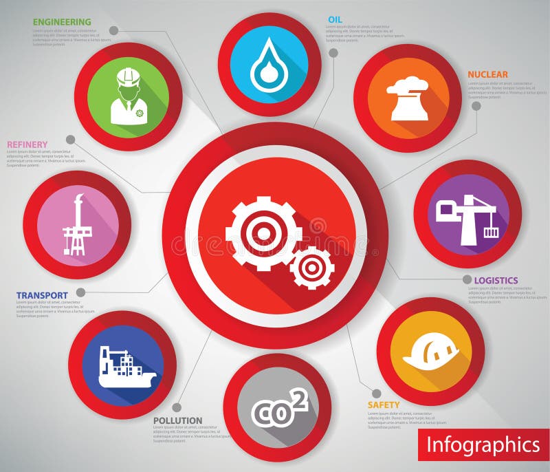 Industrie Infographics, Bunte Version Stock Abbildung - Illustration ...