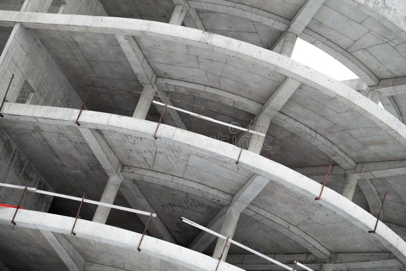 Industriell Konkret Byggnad Under Konstruktion Fotografering för ...