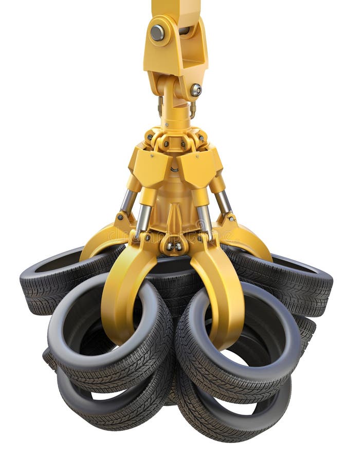 Industrieller Mechanischer Greifer Mit Reifen Stock Abbildung ...