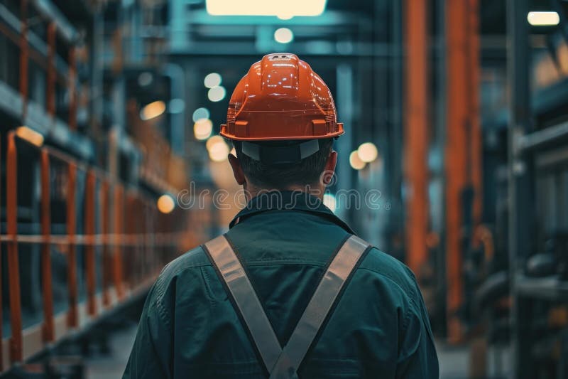 Industrious Back View of Standing Worker in Uniform. Generate Ai Stock ...